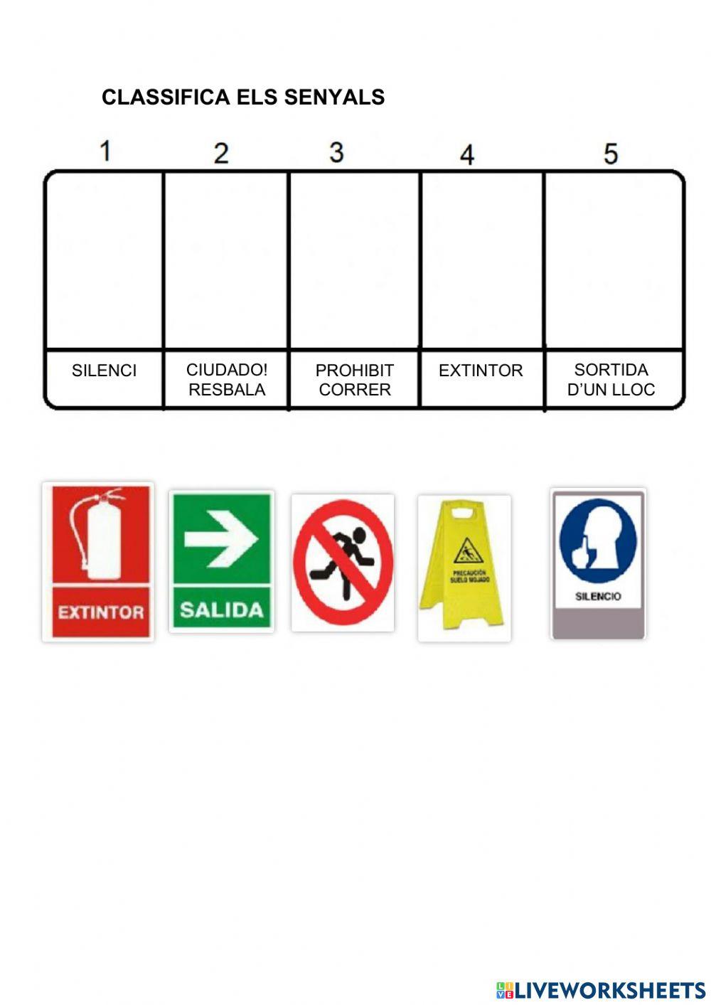Els senyals worksheet | Live Worksheets
