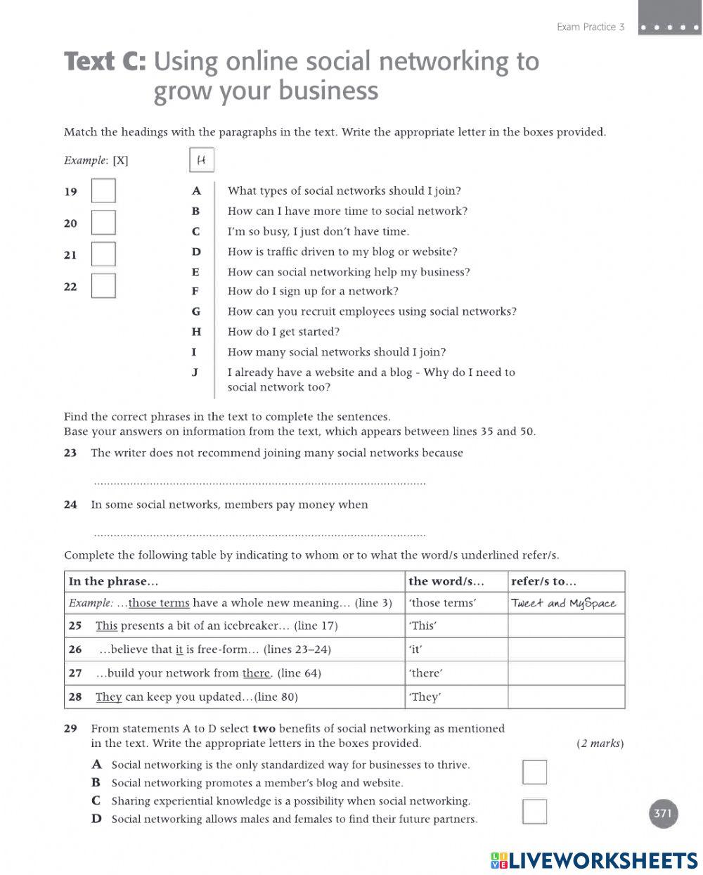 2551686 | TEXT C. Using online social networking to grow