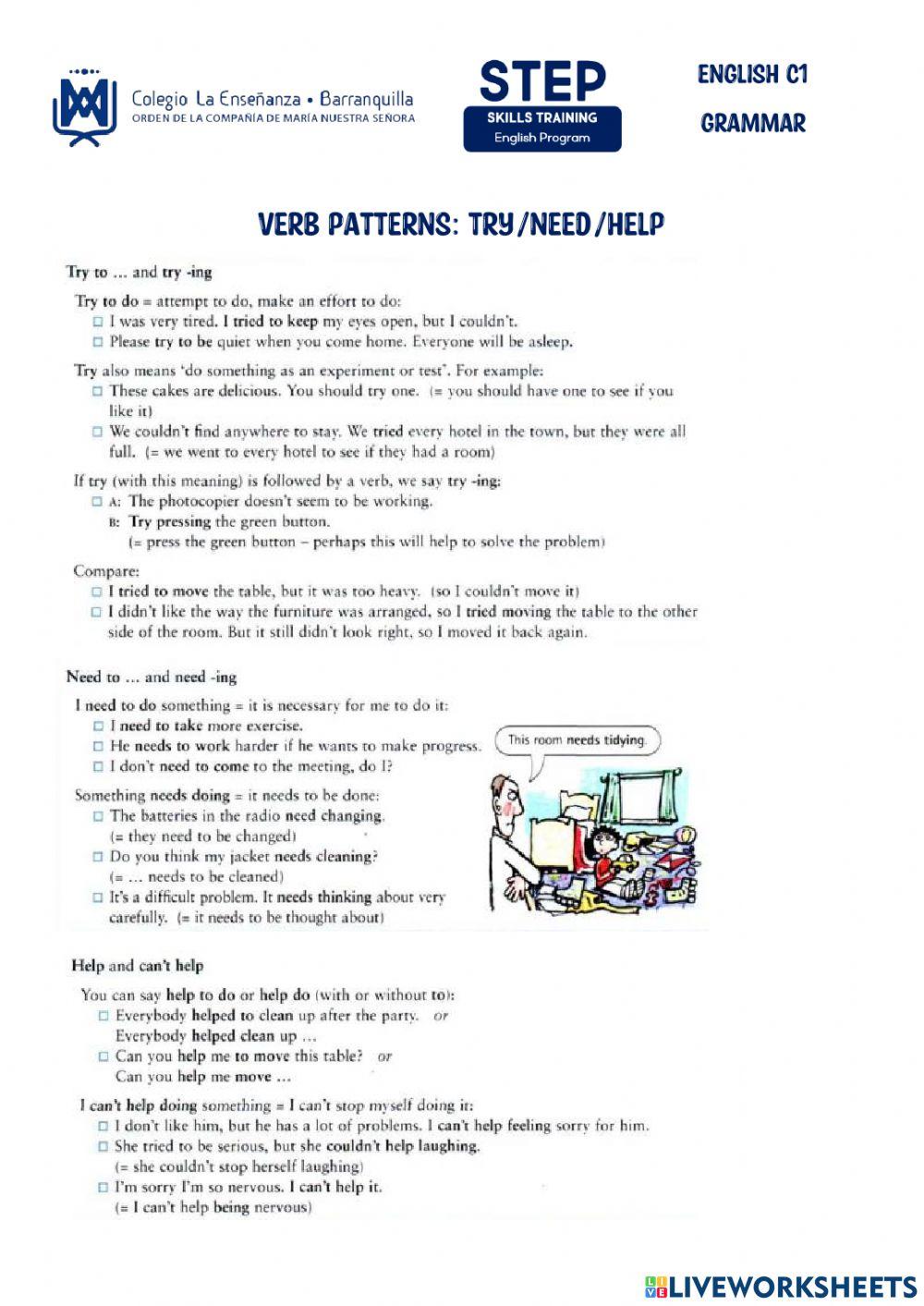 TRY HELP NEED worksheet | Live Worksheets