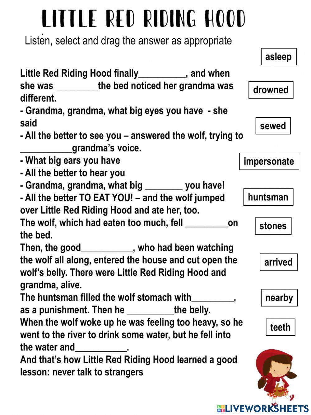 Listening Little Red Riding Hood worksheet | Live Worksheets
