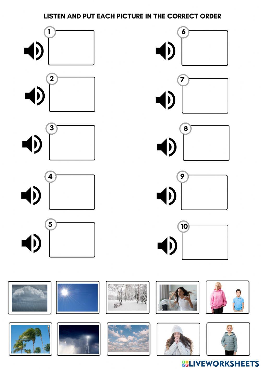Weather online exercise for 1º | Live Worksheets