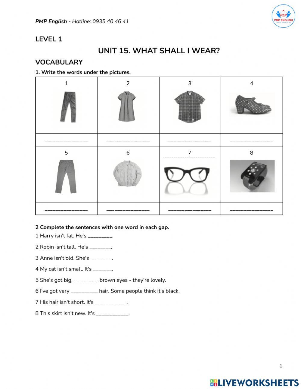 2304927 | Prepare 1 - Unit 15.2 What shall I wear?