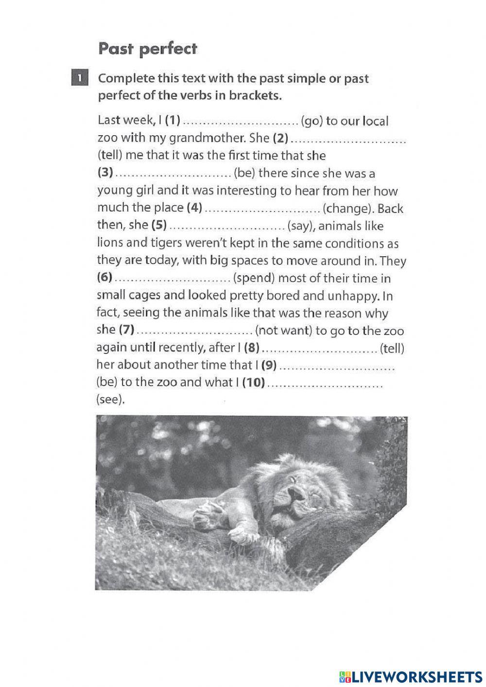 Past Simple vs Past Perfect online exercise for Pre-Intermediate | Live ...