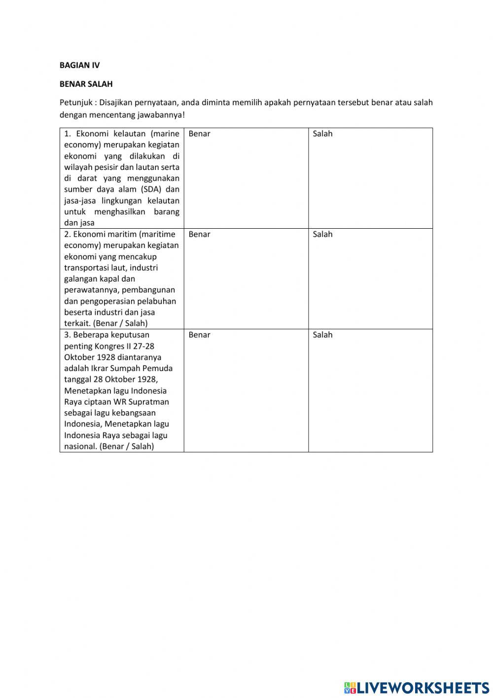 SOAL PTS IPS SEMESTER 2 KELAS 8A-8D 2023 online exercise for | Live Worksheets
