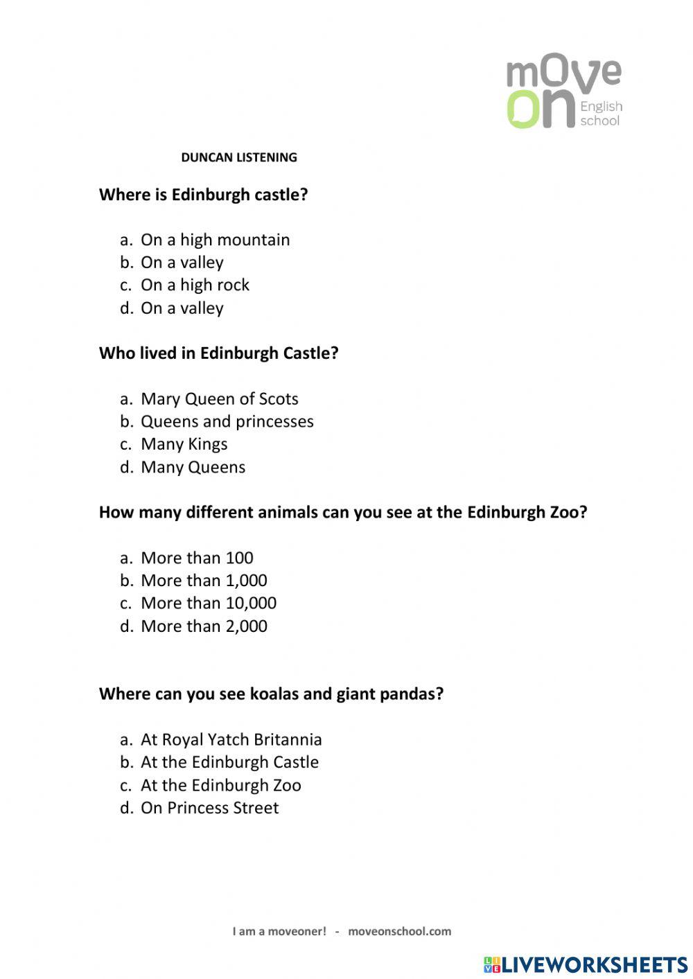 Worksheet listening activity | Live Worksheets