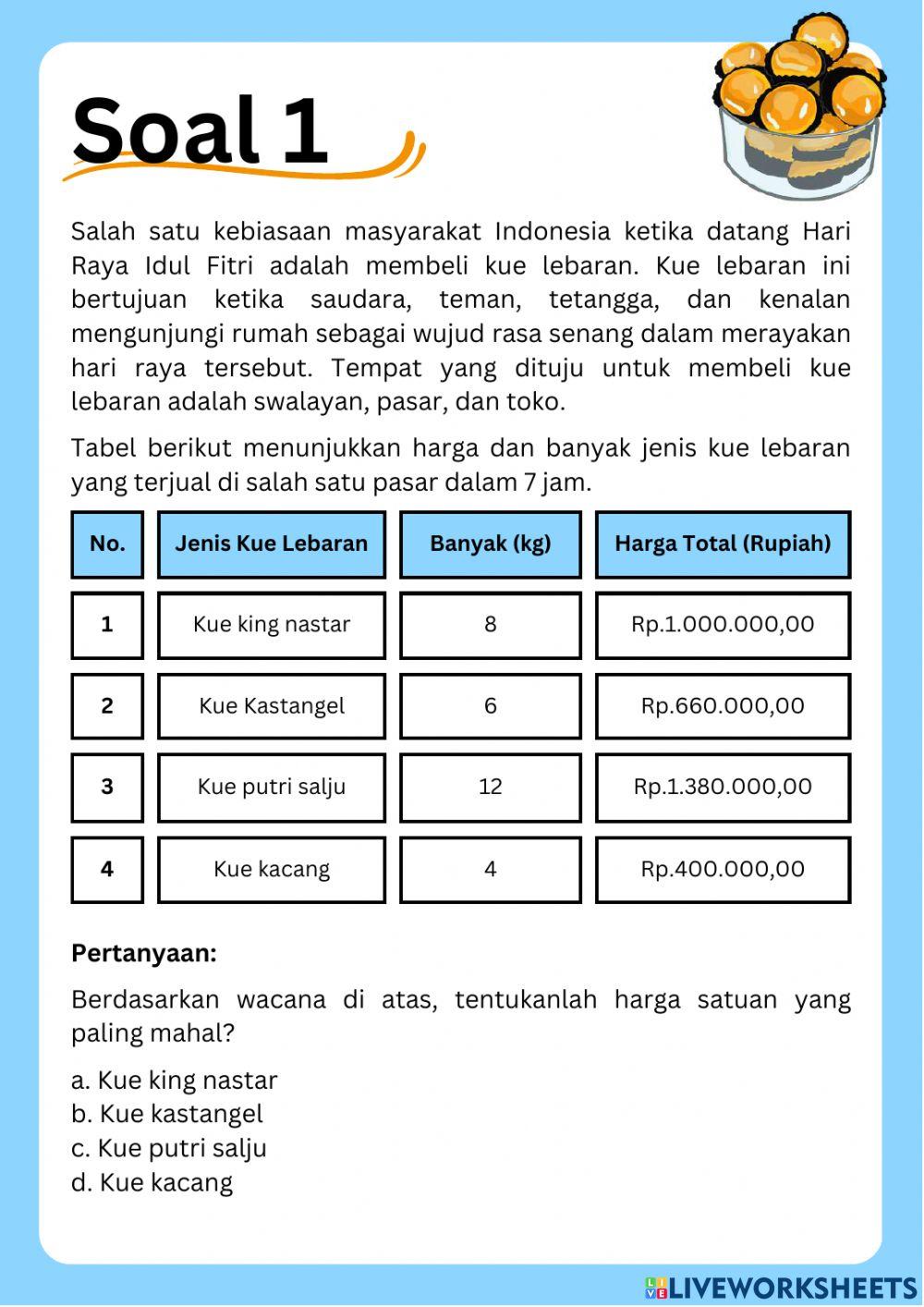 Numerasi free activity | Live Worksheets