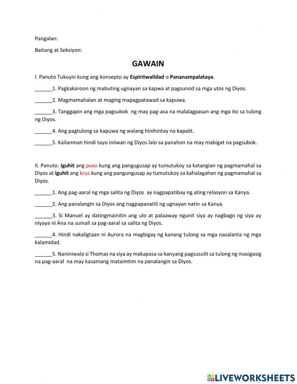 Gawain2pagpapakita Ng Pagmamahal Worksheet Live Works - vrogue.co
