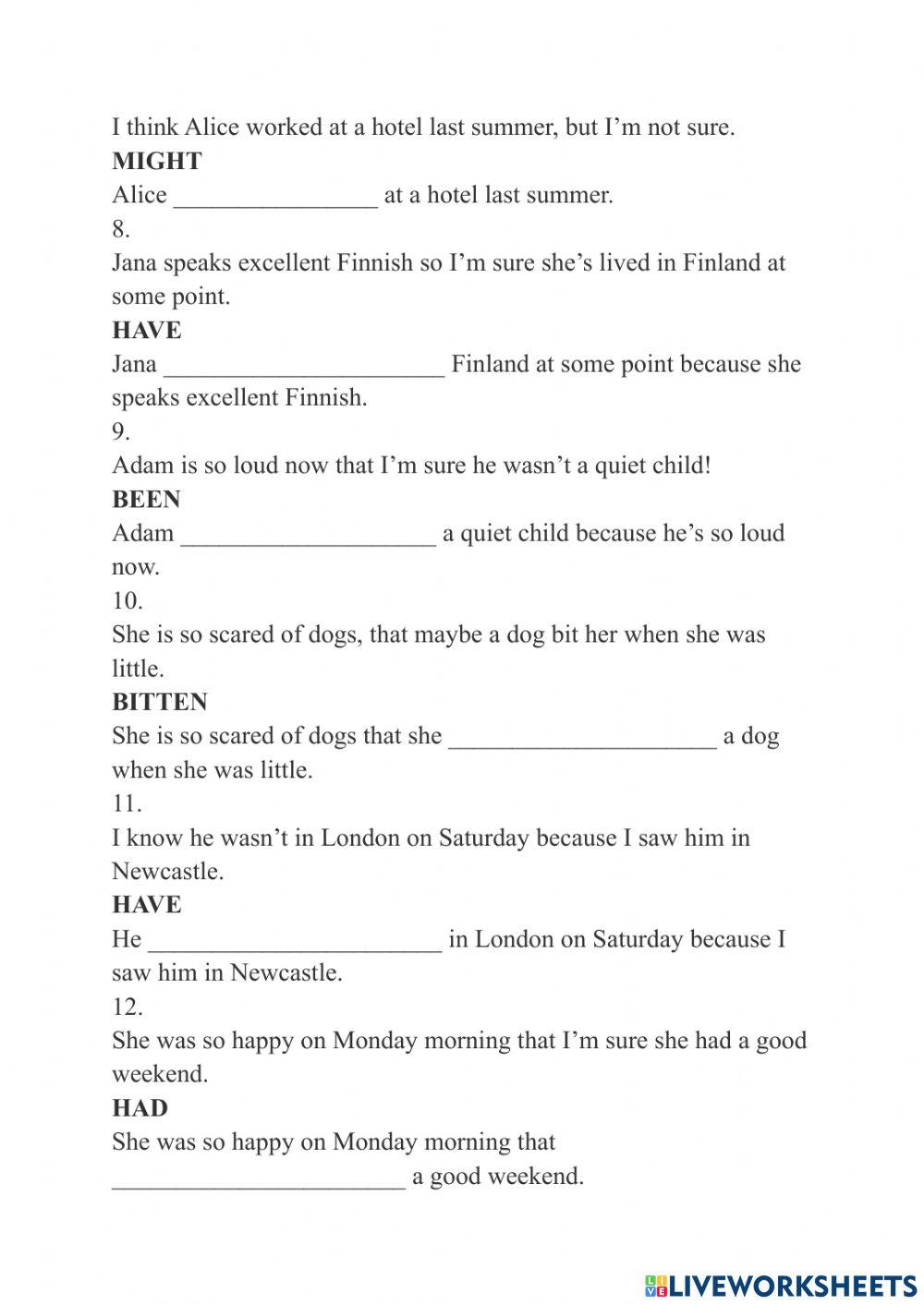 Modals of deduc… | Free Interactive Worksheets | 2305153