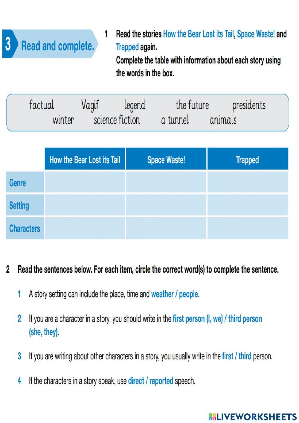Answer the QS online exercise for | Live Worksheets