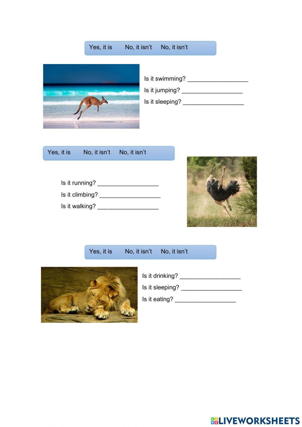 Short answer Present Continuous worksheet | Live Worksheets
