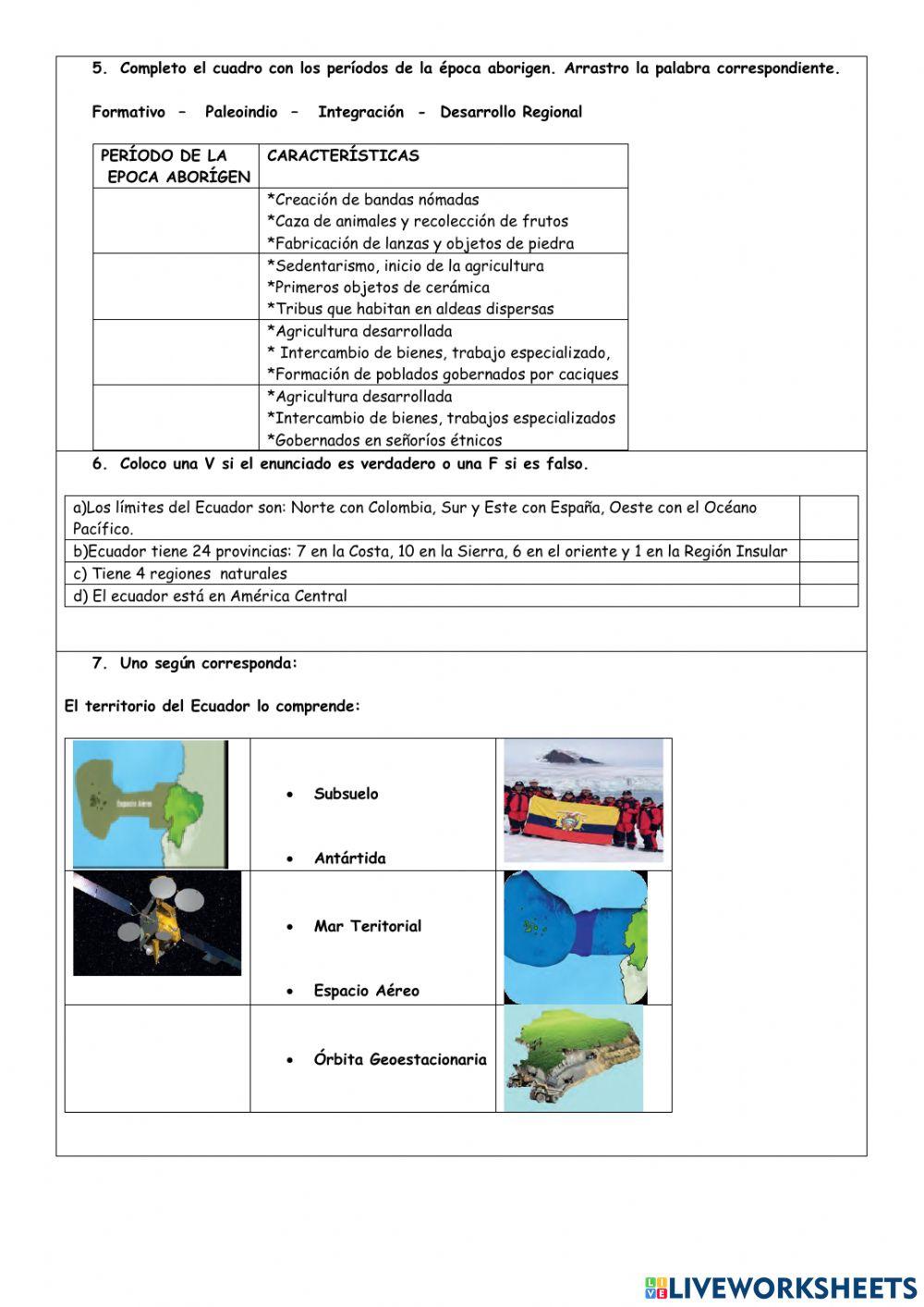 Unidad 1 de Estudios Sociales worksheet | Live Worksheets