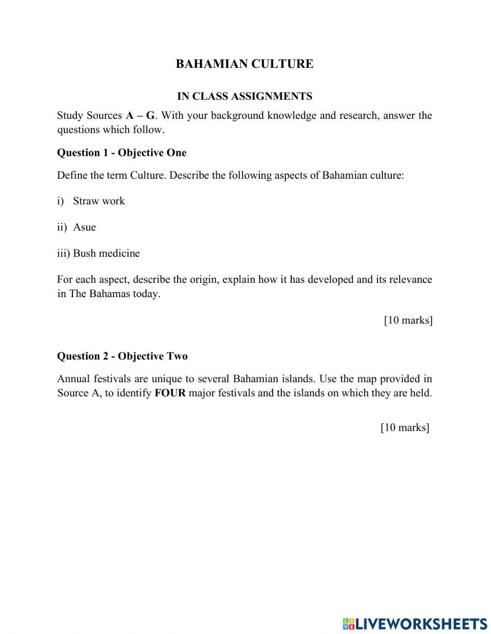 Social Studies BJC Coursework 2023 online exercise for | Live Worksheets