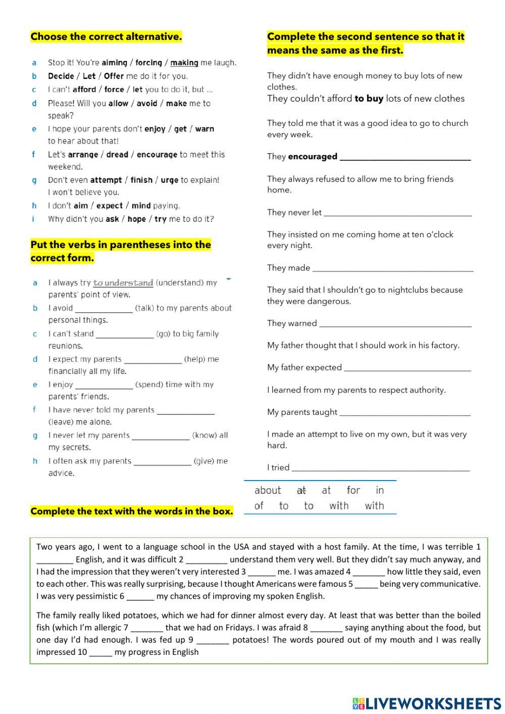 Aioe upper interm unit 2 workbook | LiveWorksheets