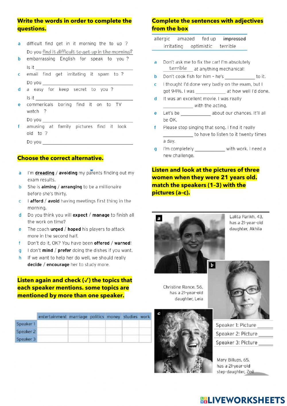 Aioe upper interm unit 2 workbook | LiveWorksheets