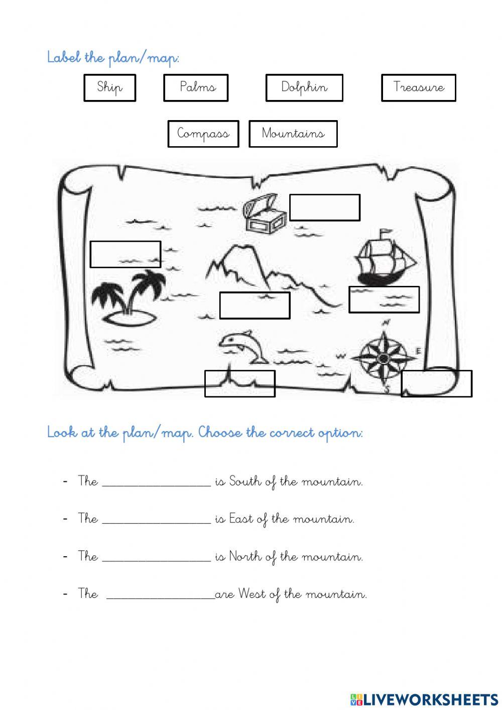 Treasure map-pl… | Free Interactive Worksheets | 2283376