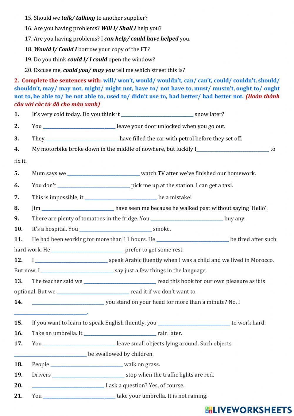 2259399 | Modal verbs 1 | keymeans | LiveWorksheets