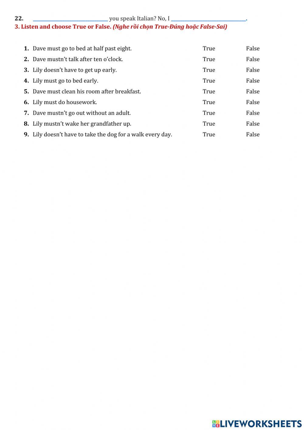 Modal verbs 1 online worksheet | Live Worksheets
