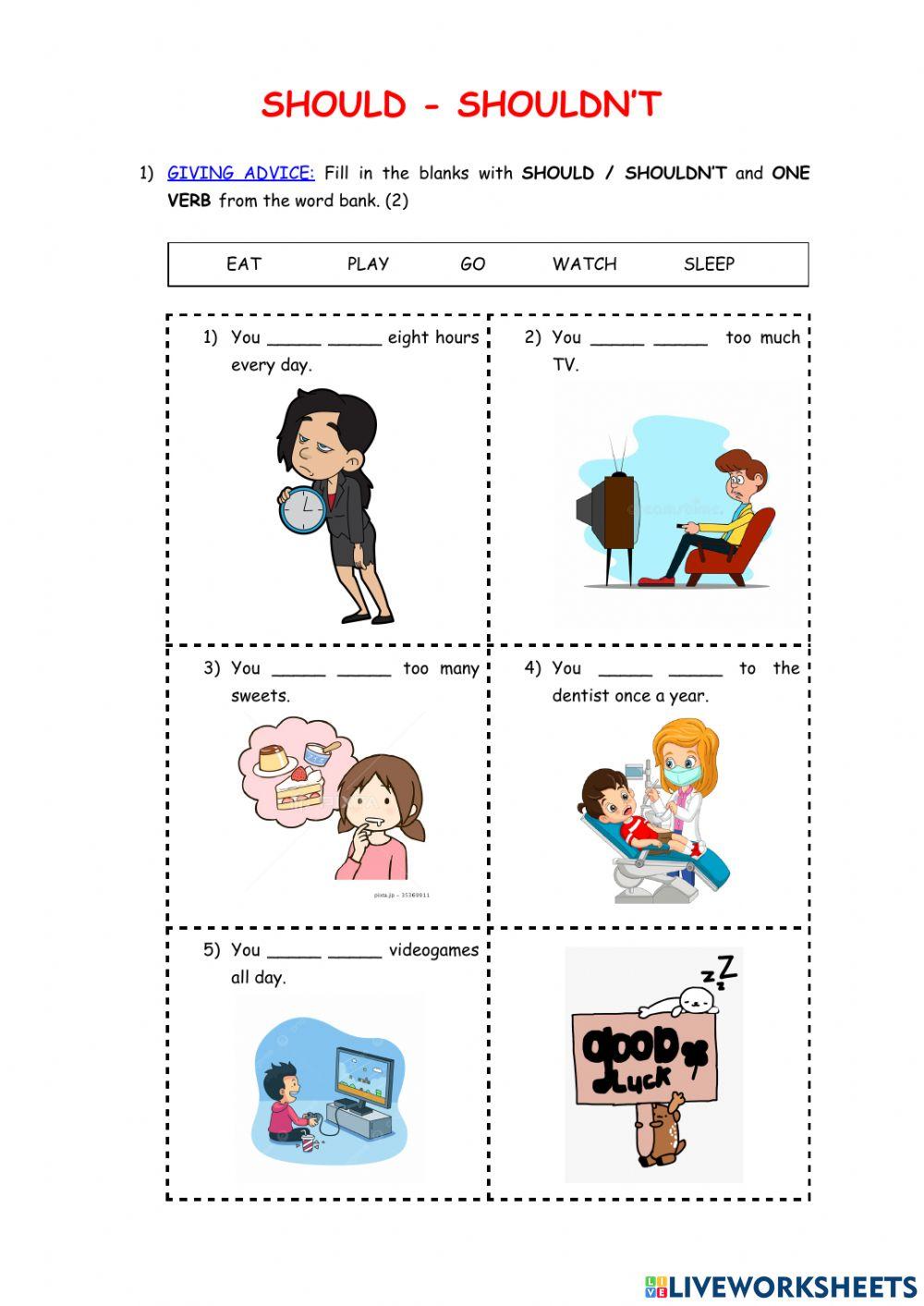 2283489 | Should - Shouldn't | gqueavi | LiveWorksheets 2283489 | Should - Shouldn't | gqueavi | LiveWorksheets