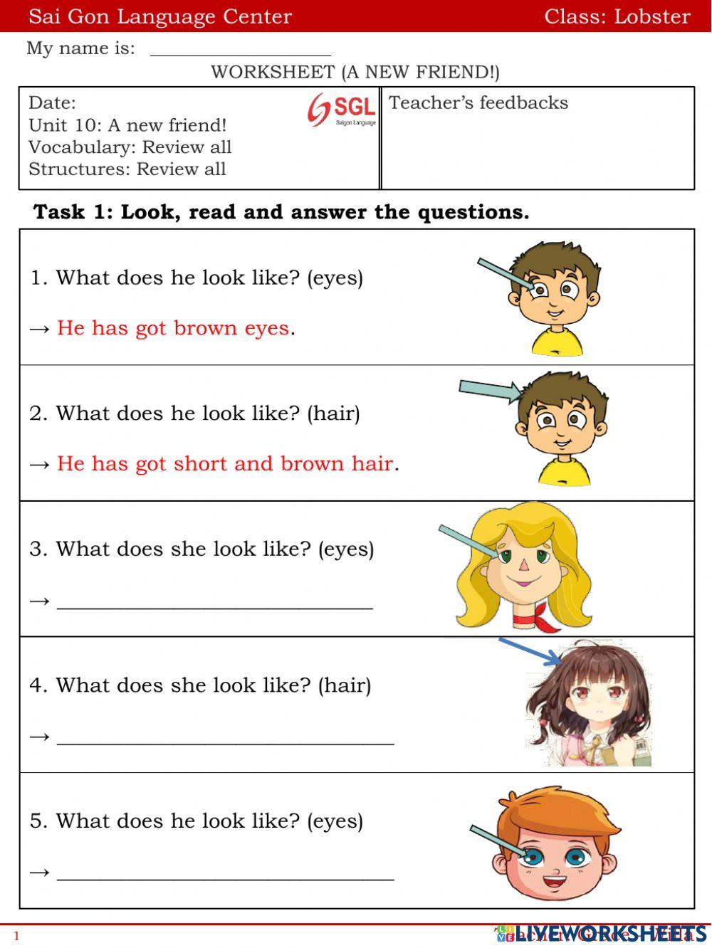 A new friend! interactive exercise | Live Worksheets