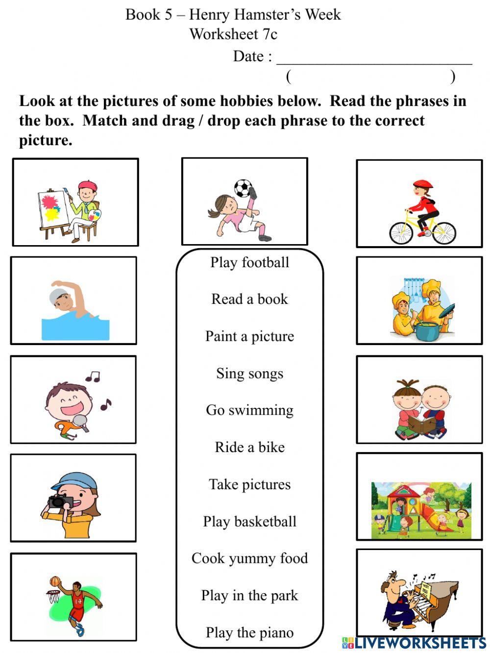 7c Hobbies Vocabulary Worksheet Worksheet | Live Worksheets