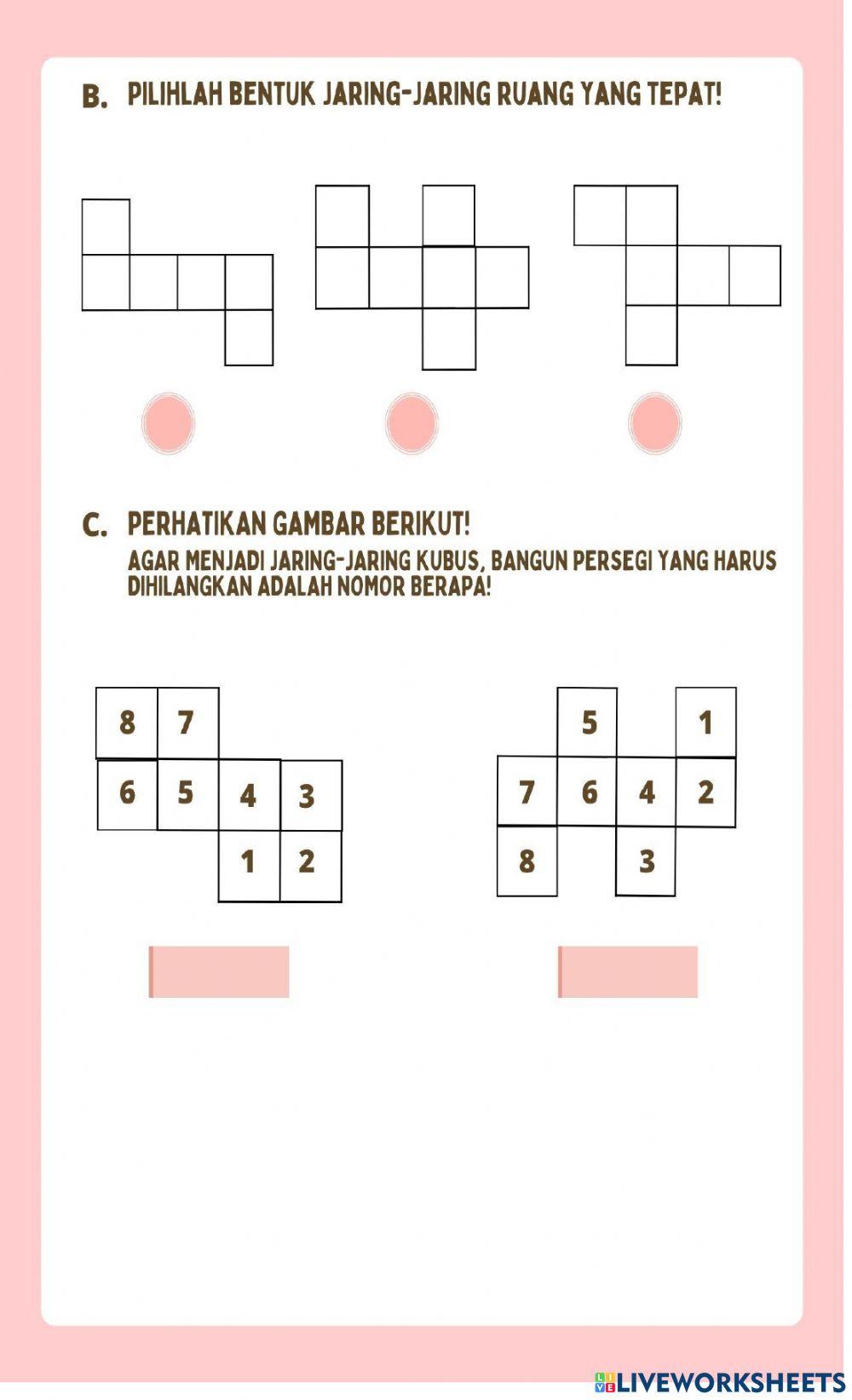 Jaring-jaring Kubus exercise | Live Worksheets