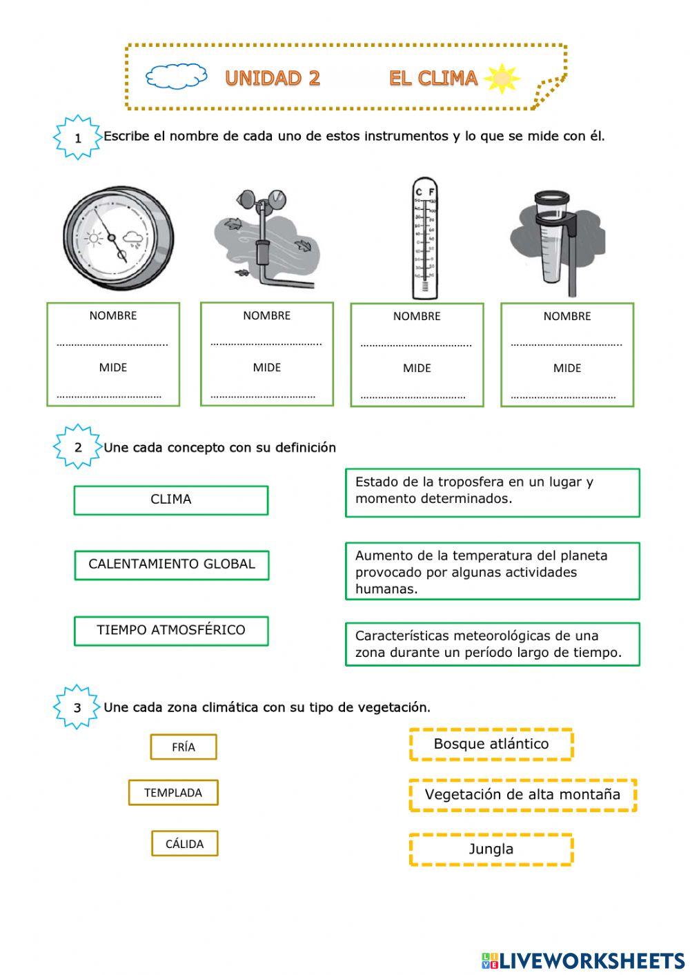 El clima | Free Interactive Worksheets | 2284325