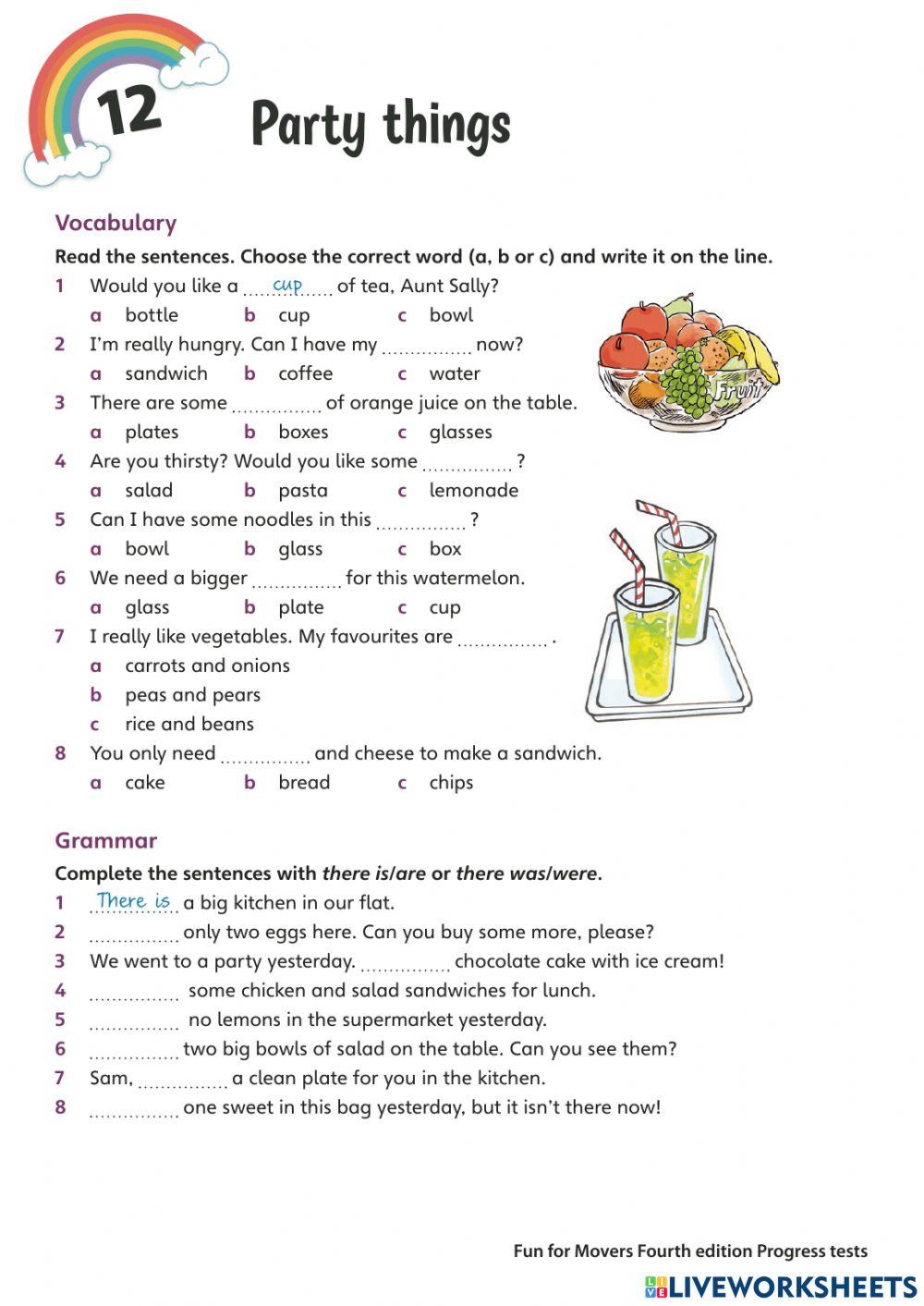 Movers: Party things- containers, there is-are, there was-there were ...