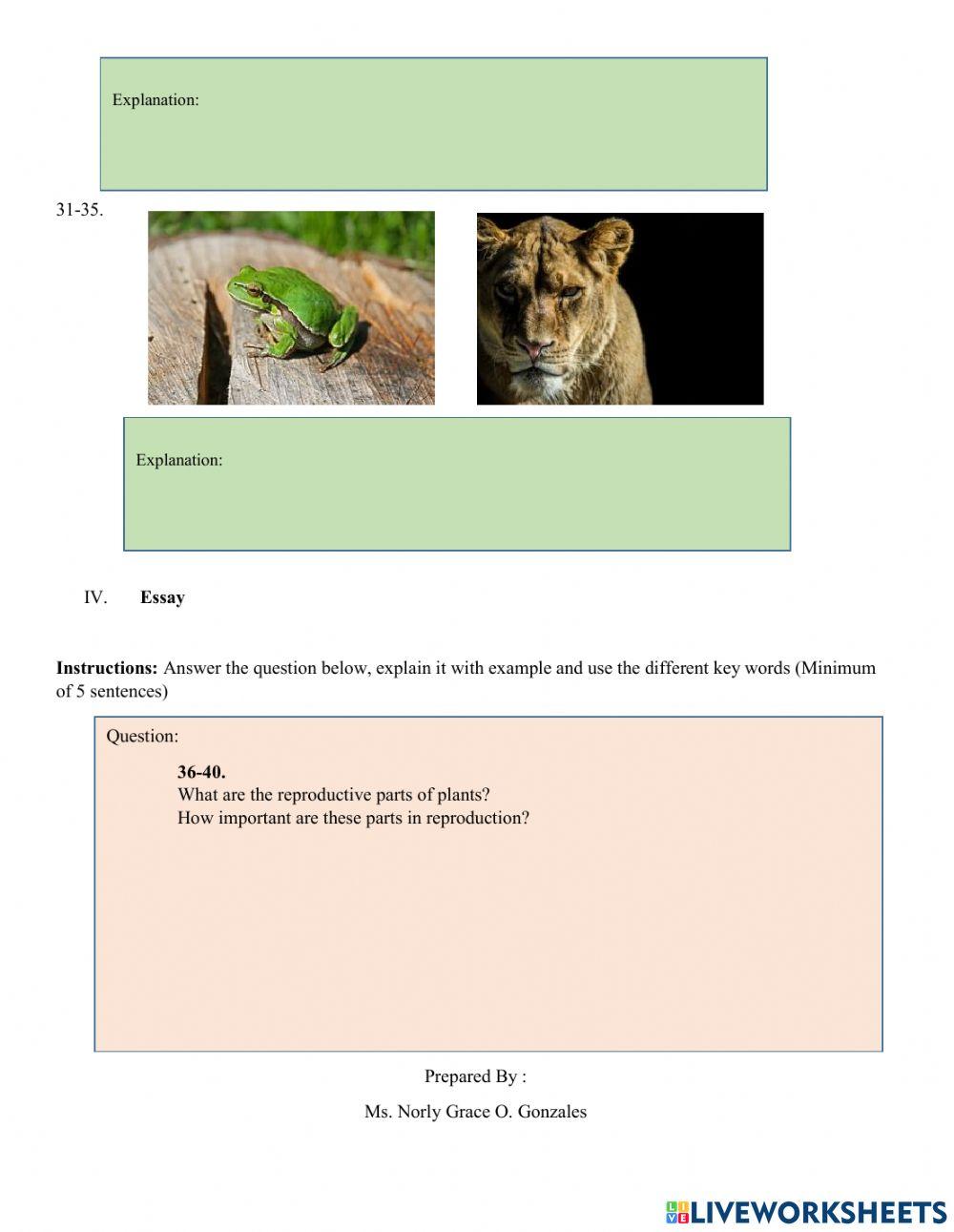 2nd Quarter Long Exam in Science 5 worksheet | Live Worksheets