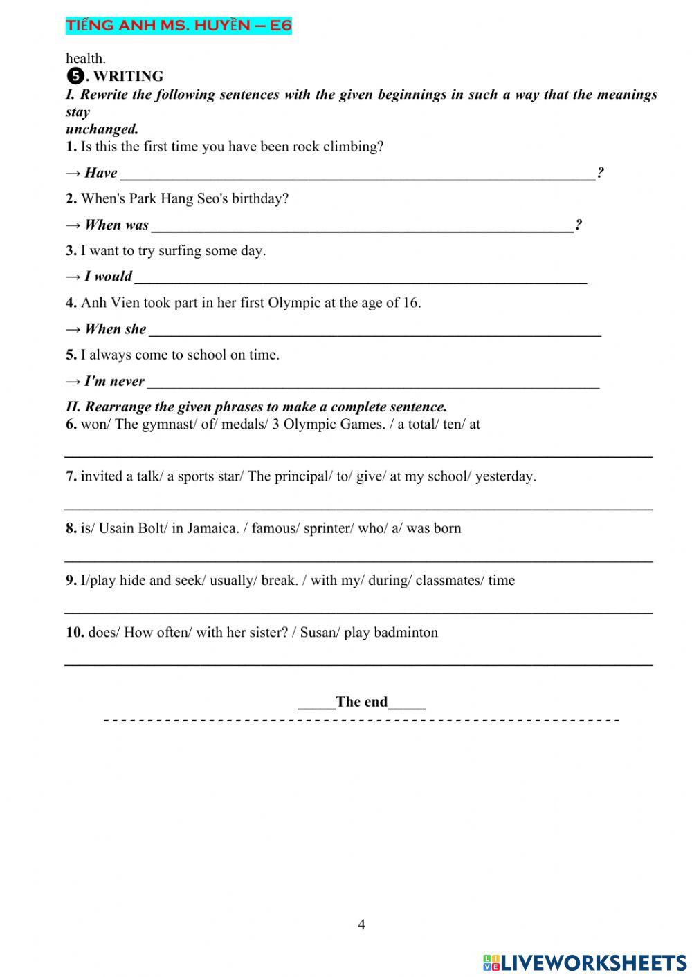 E6. unit 6. community services 2285093 | NGUYEN THI HUYEN