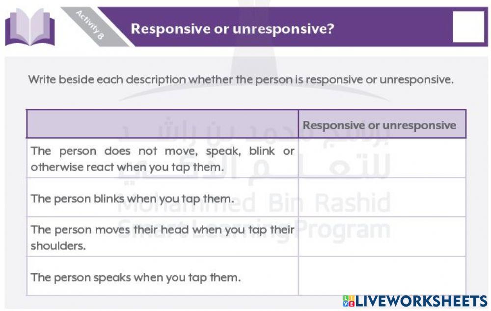 RESPONSIVE OR UNRESPONSIVE Online Exercise For Live Worksheets responsive-or-unresponsive-online-exercise-for-live-worksheets