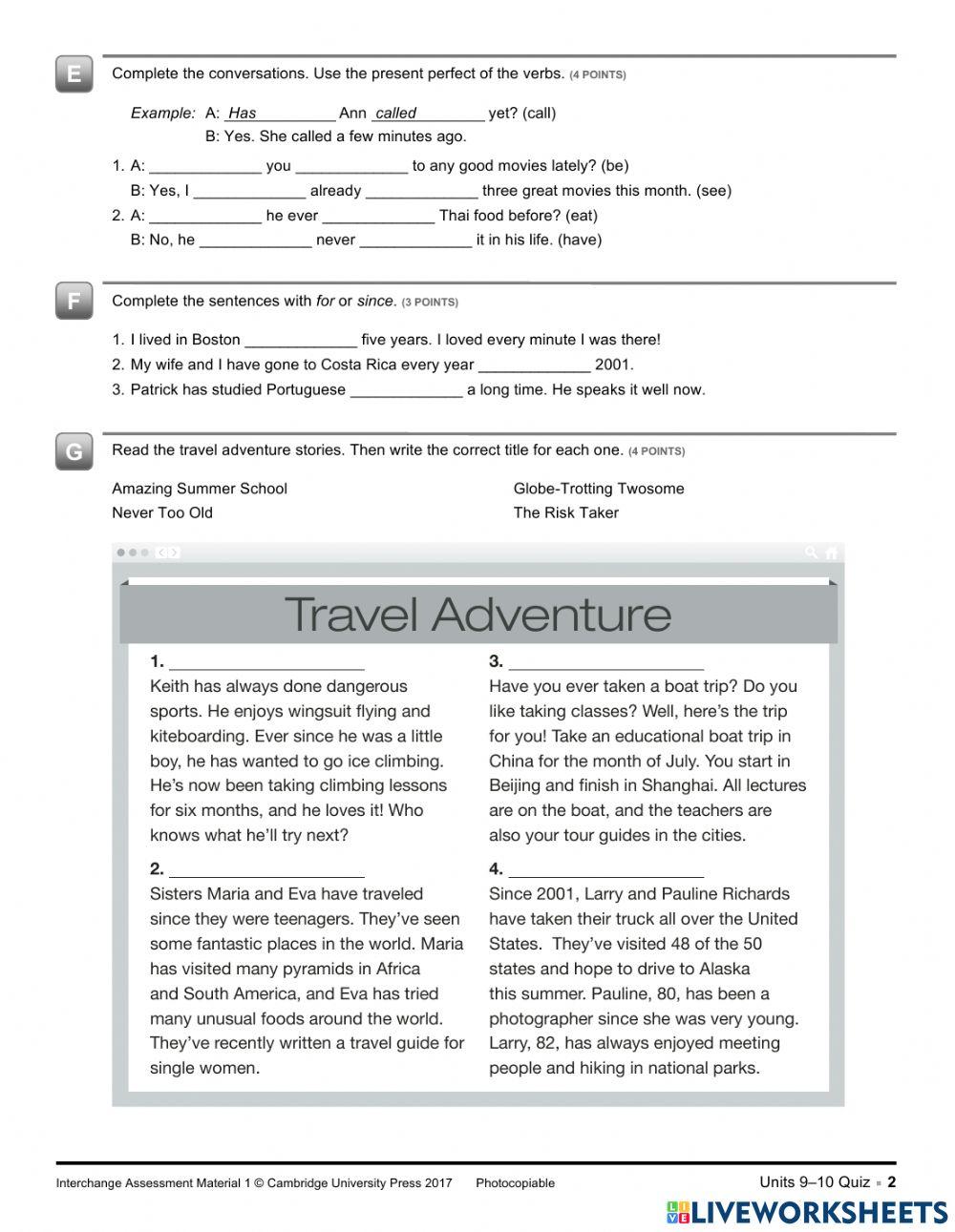 Interchange 1, … | Free Interactive Worksheets | 2891182