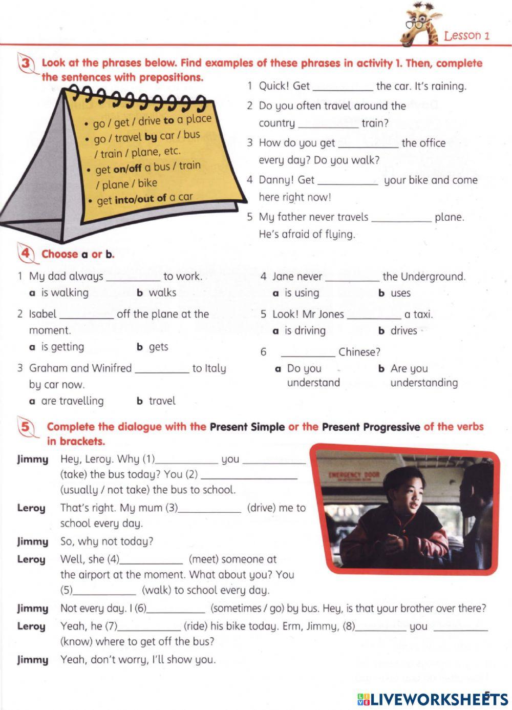 Simple Present vs Present Continuous online practice | Live Worksheets