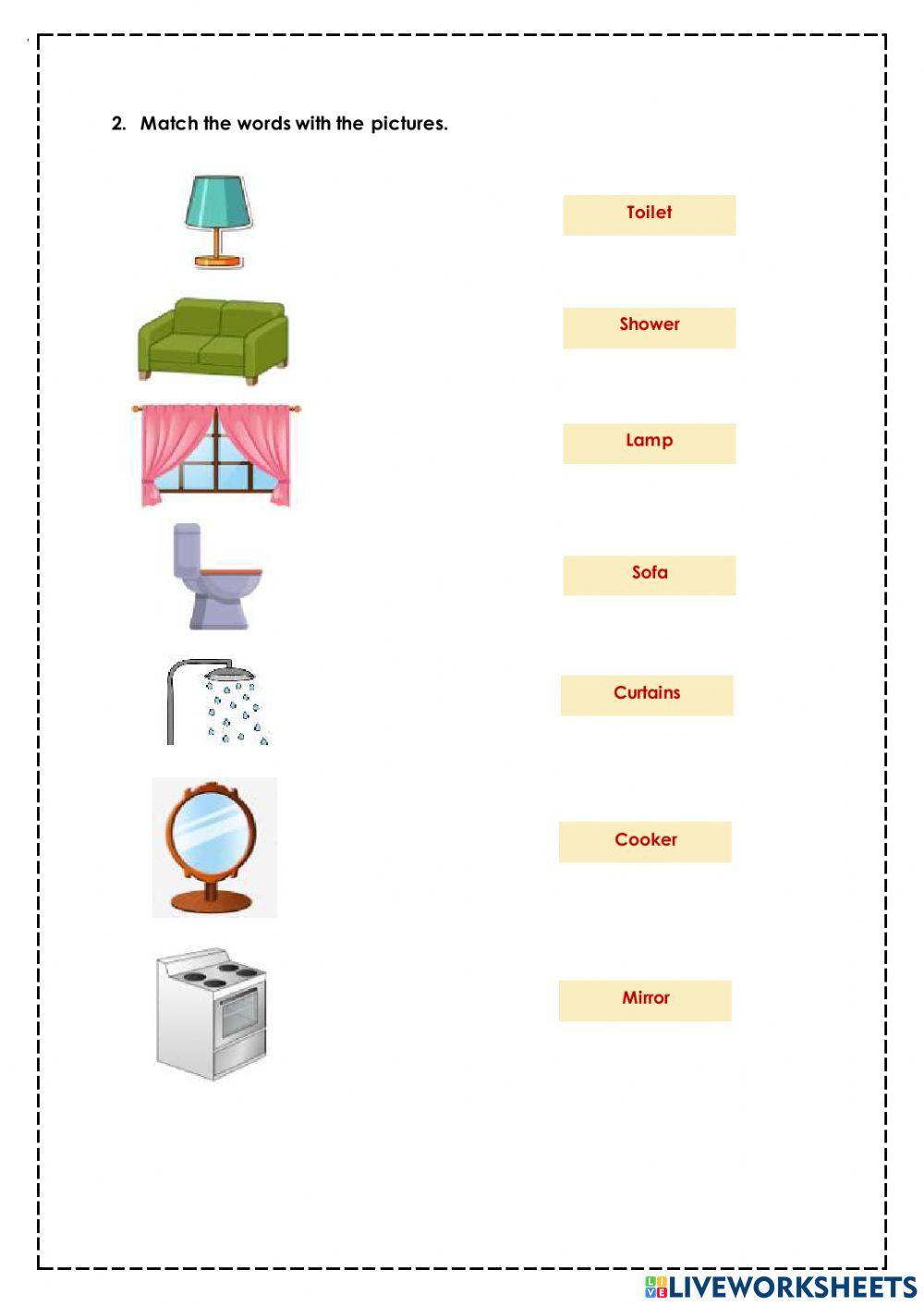 Parts of the ho… | Free Interactive Worksheets | 2285815