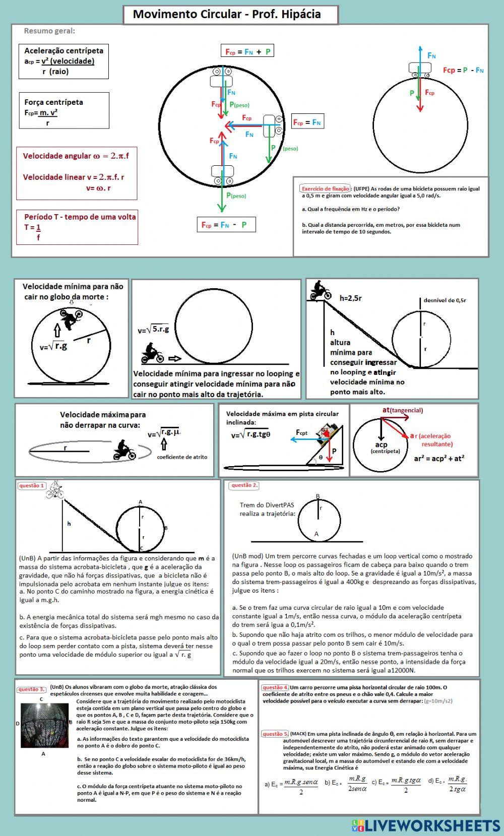 Movimento Circular worksheet | Live Worksheets