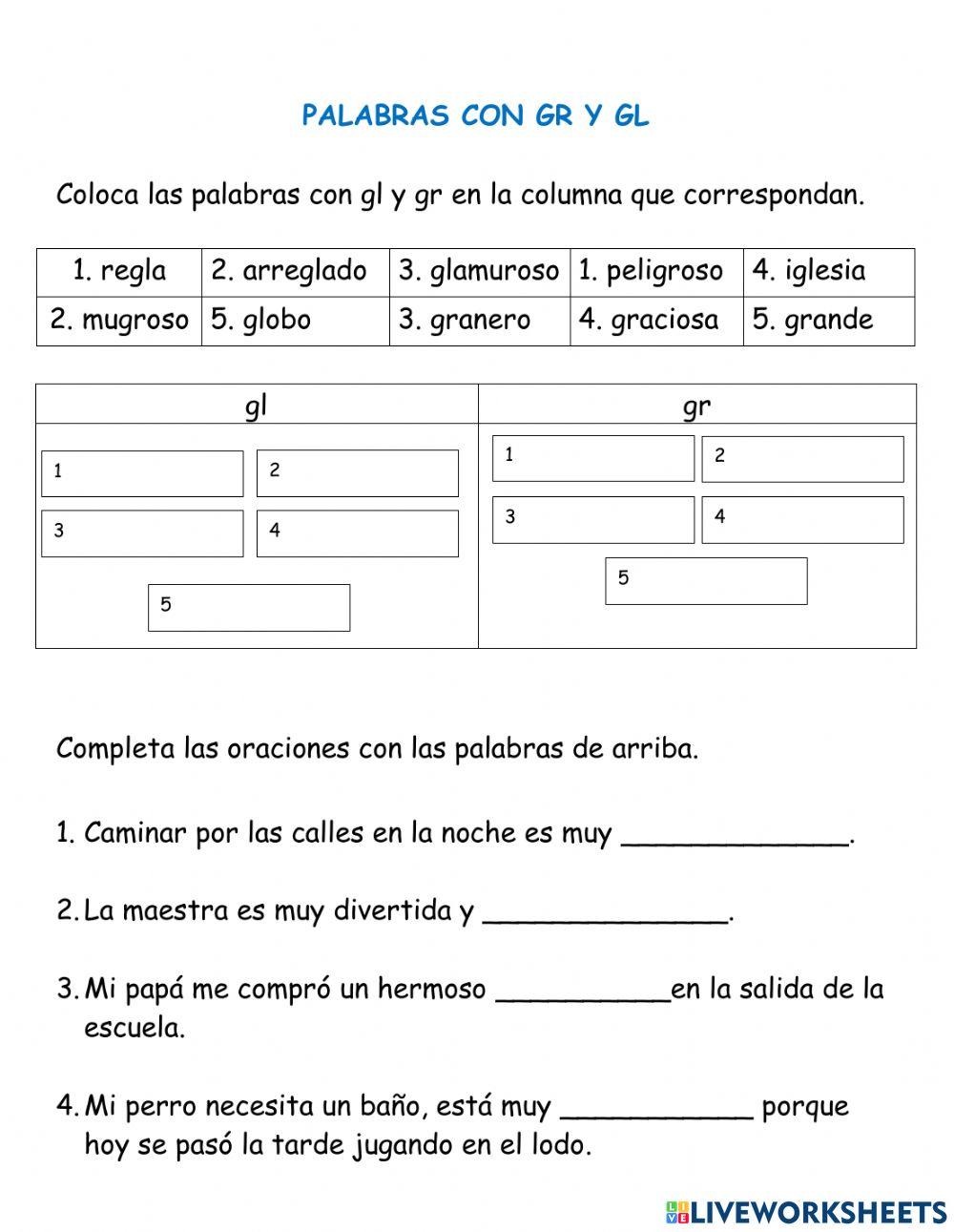 2286121 | Palabras con gr y gl | Mireya J. Meléndez