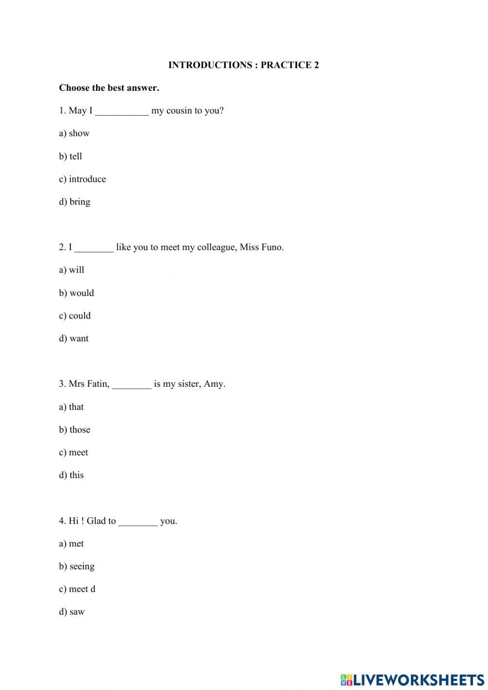 INTRODUCTIONS P… | Language Arts Worksheets | 6927662