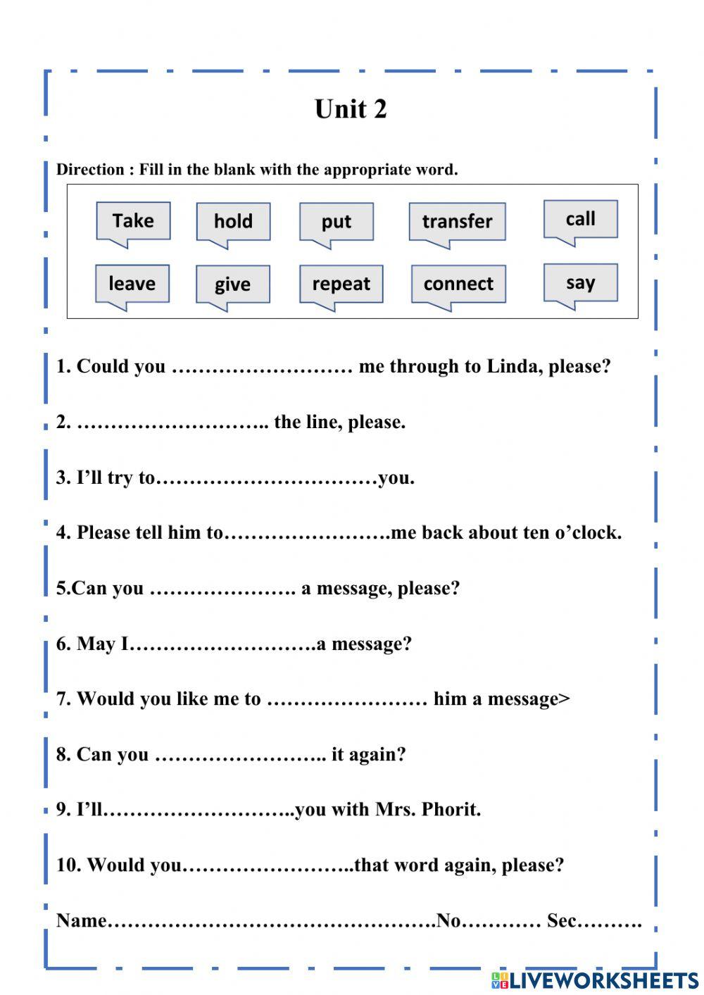 2286171 | ๊๊Unit 2 English for workplace | Onpreeya kawee