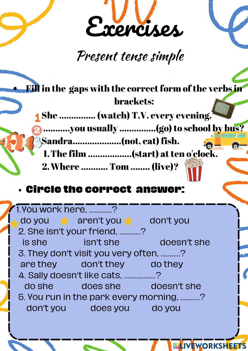 Present simple online exercise for Grade 6 | Live Worksheets