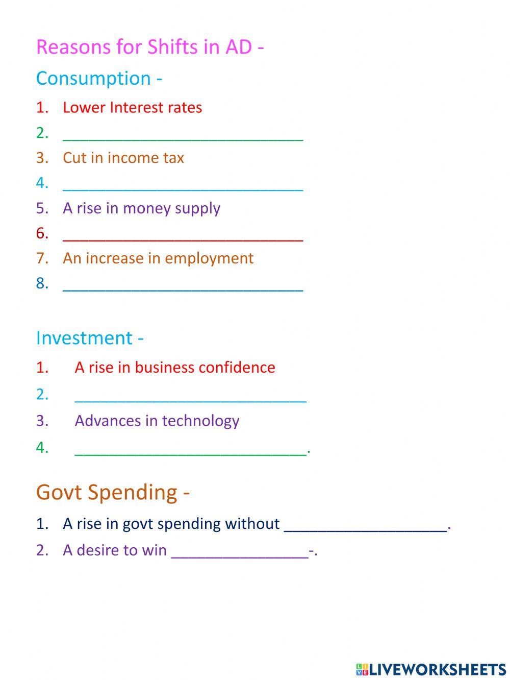 AS AD worksheet 2 online exercise for | Live Worksheets
