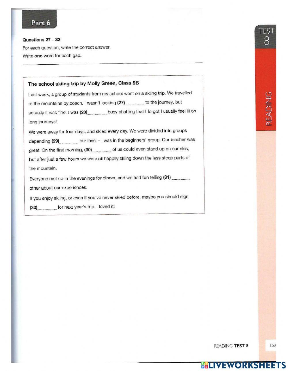 B1 - test 8 reading 2286608 | newstarcs4a | Live