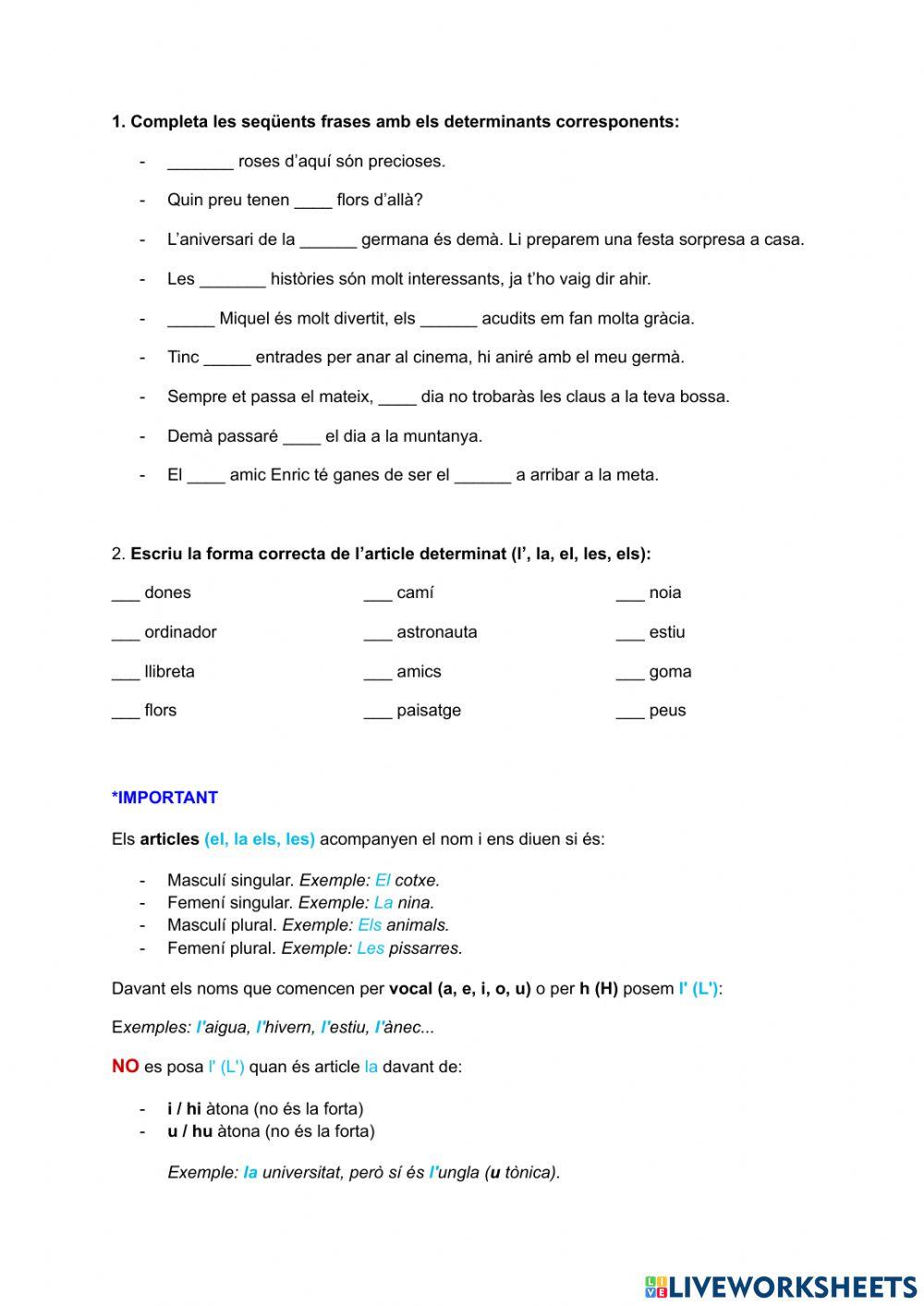 Els determinant… | Free Interactive Worksheets | 2289064