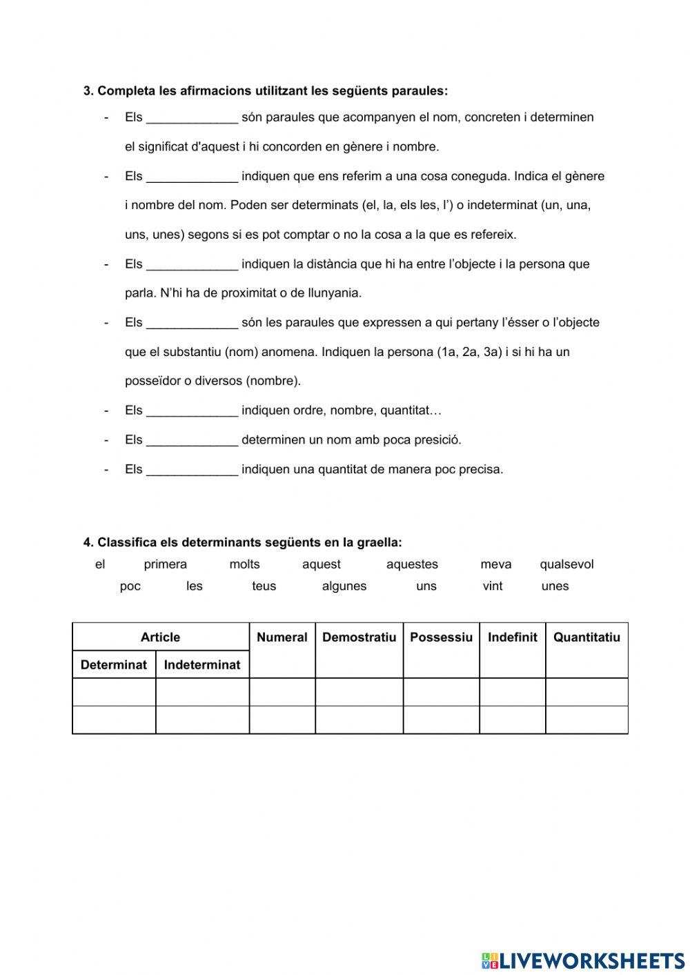 Els determinant… | Free Interactive Worksheets | 2289064