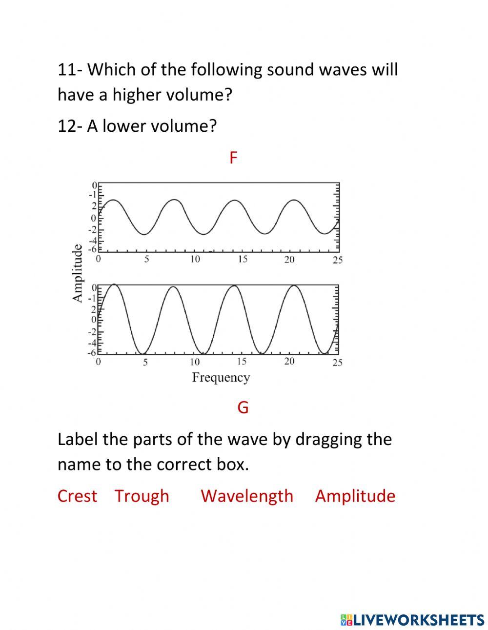 Waves and Energy Retest assignment worksheet | Live Worksheets