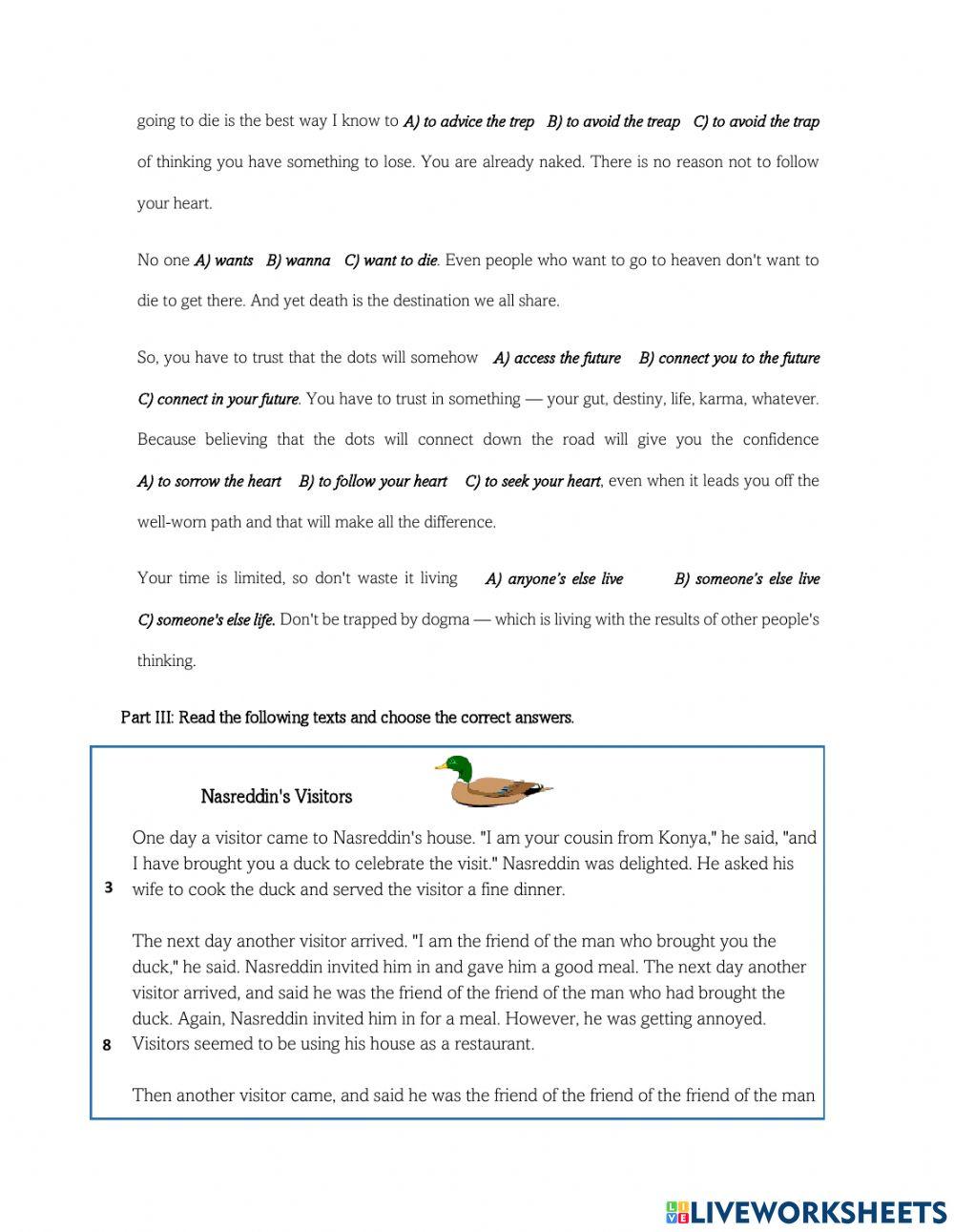 ENGLISH TEST-10TH YEAR HIGH SCHOOL-PROJECT SOCIAL HOURS