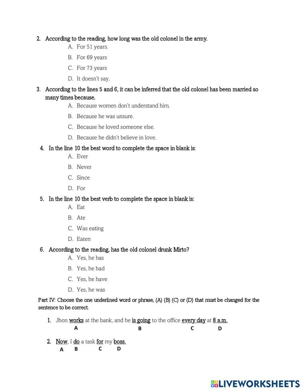 ENGLISH TEST-10TH YEAR HIGH SCHOOL-PROJECT SOCIAL HOURS