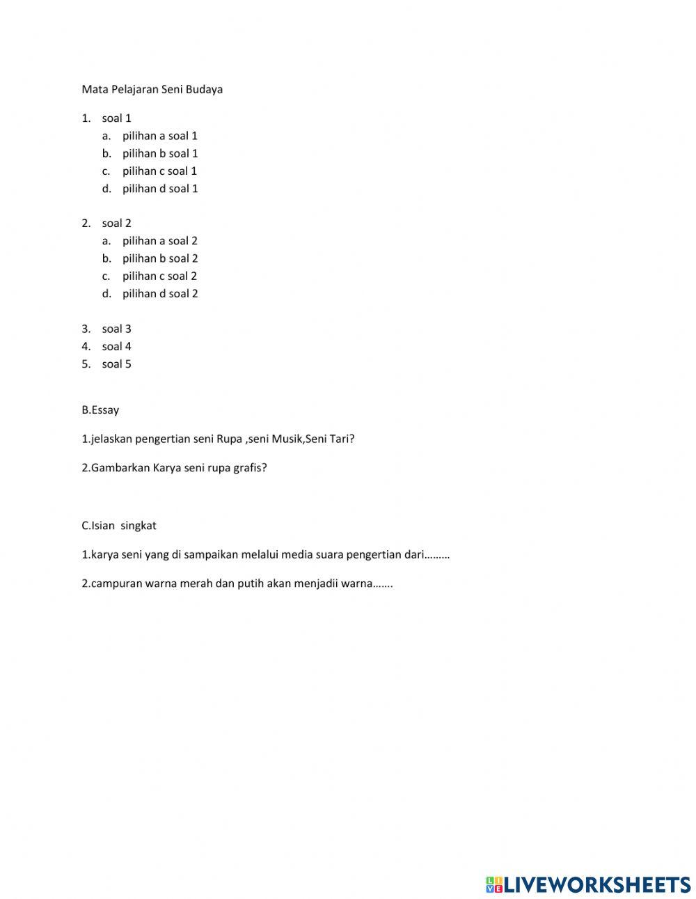 Soal latihan bimtek interactive worksheet | Live Worksheets