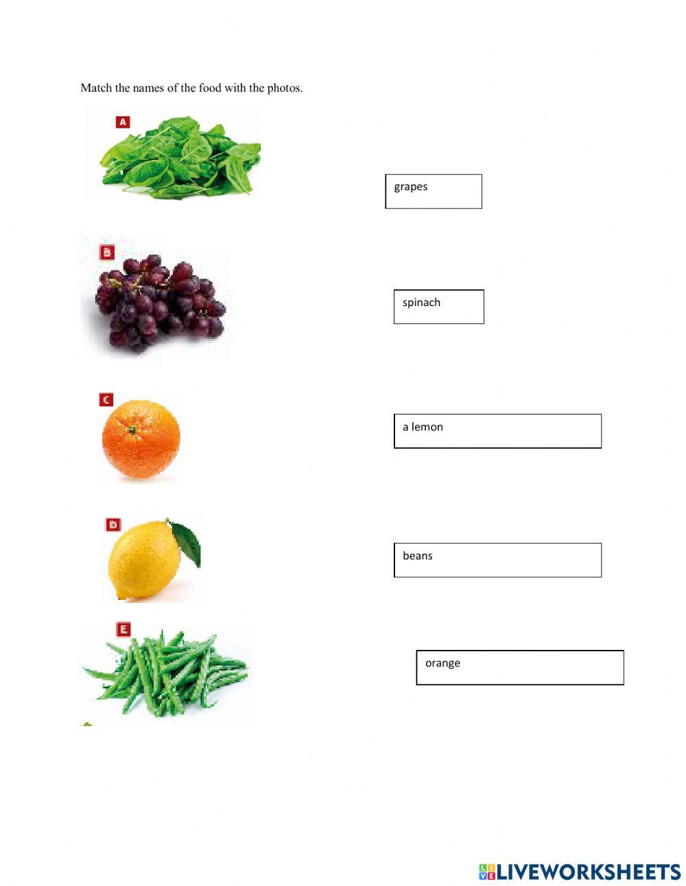 Kinds of food activity | Live Worksheets