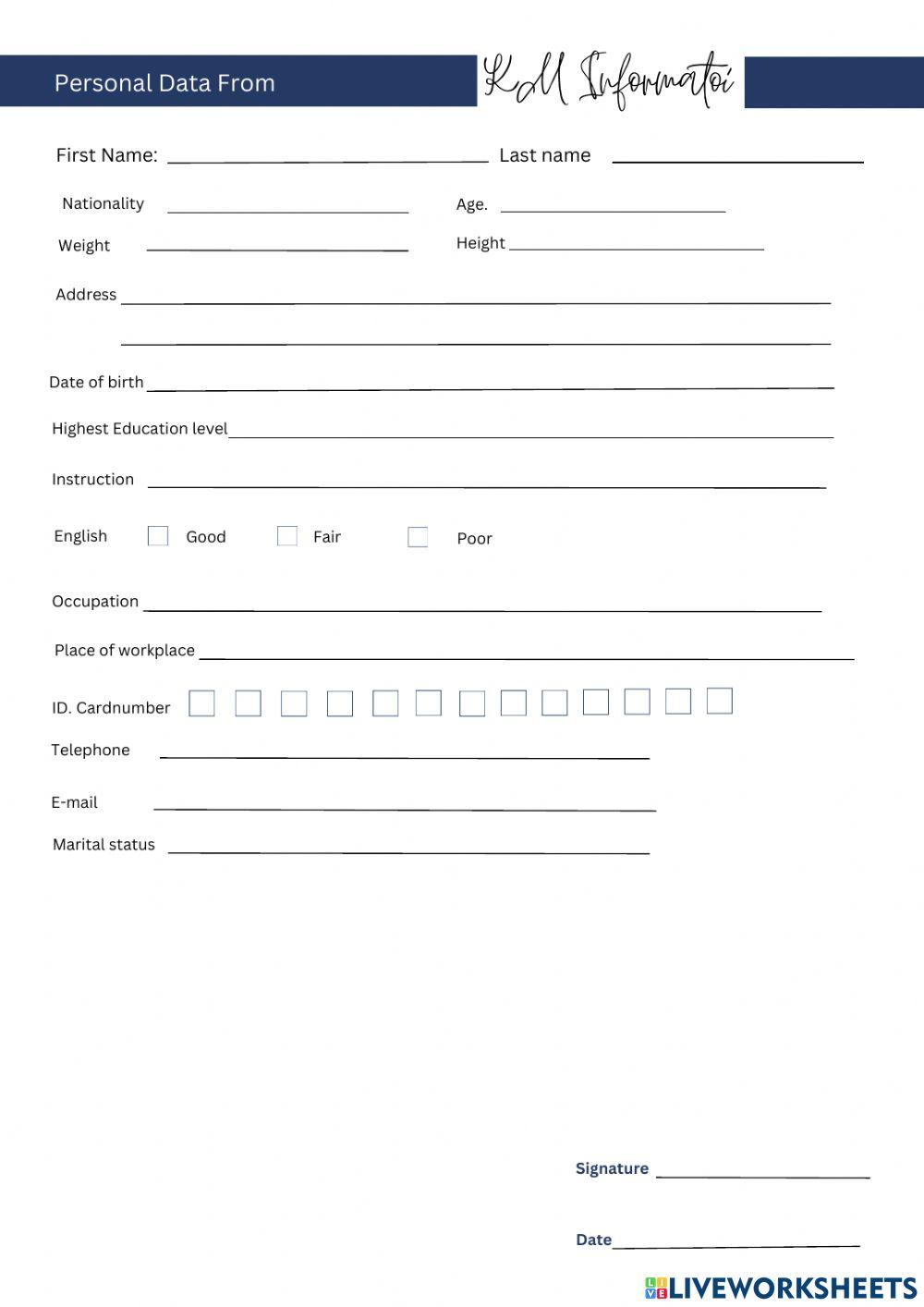 2287165 | Data information filling from | Onpreeya kawee