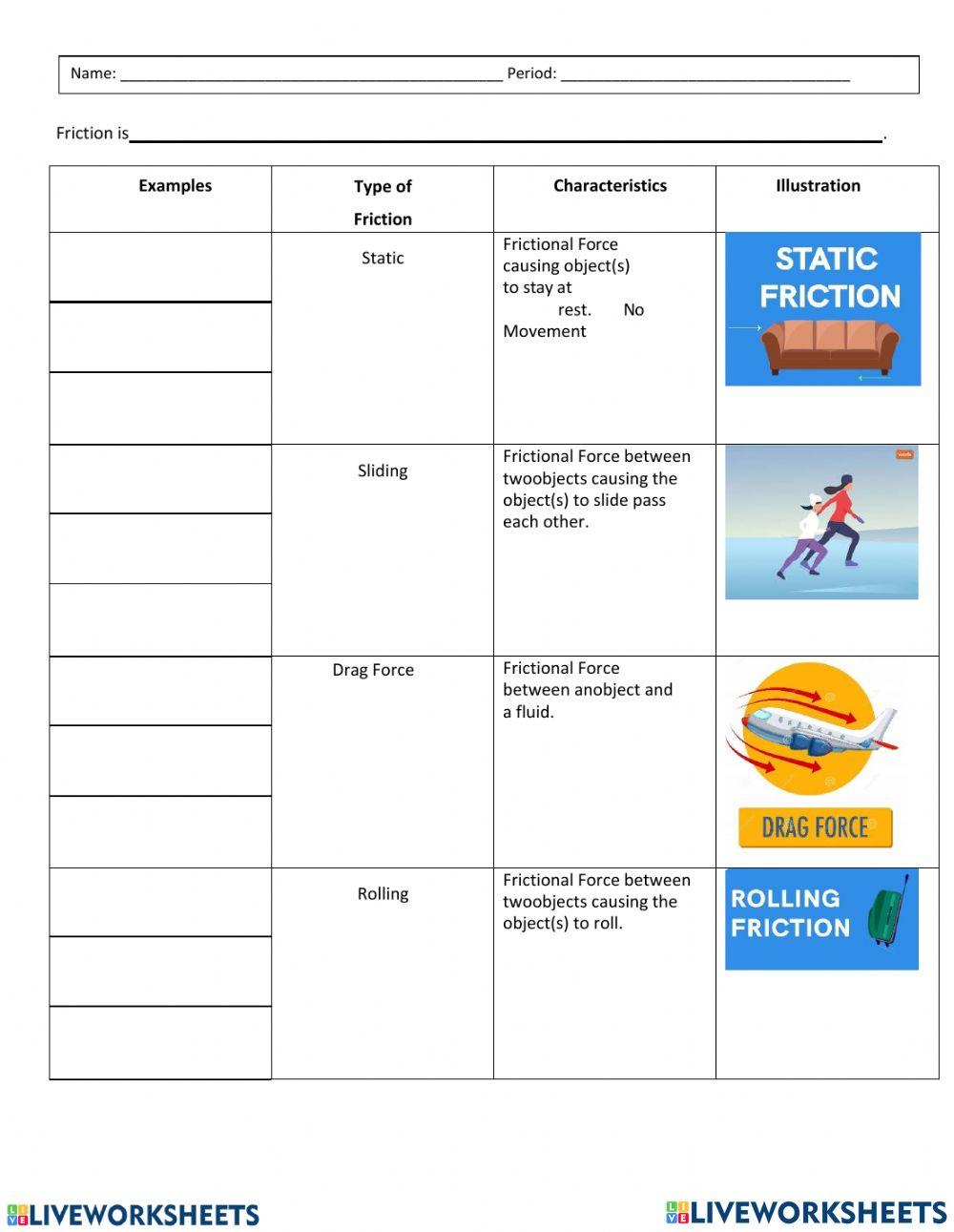 Types of Friction 2535159 | JangMiRose | Live Worksheets