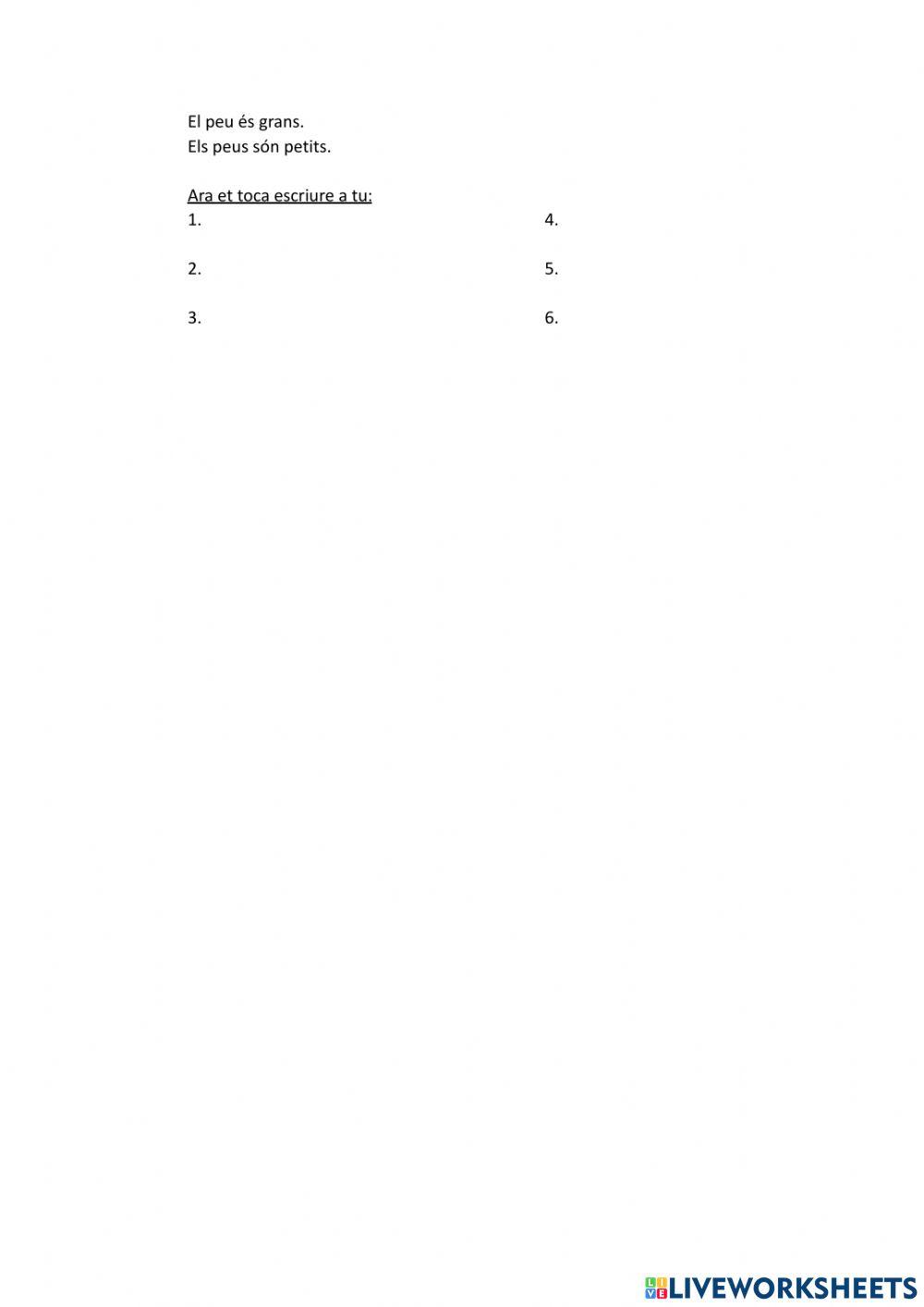 Aula acollida-El Cos i els articles worksheet | Live Worksheets